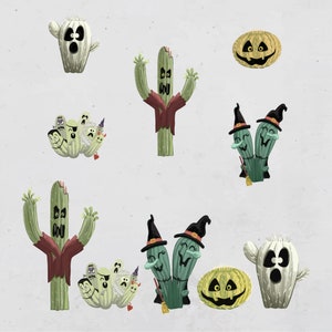 Halloween Clipart | Spooky Clipart | Halloween Cacti | Halloween PNG ...