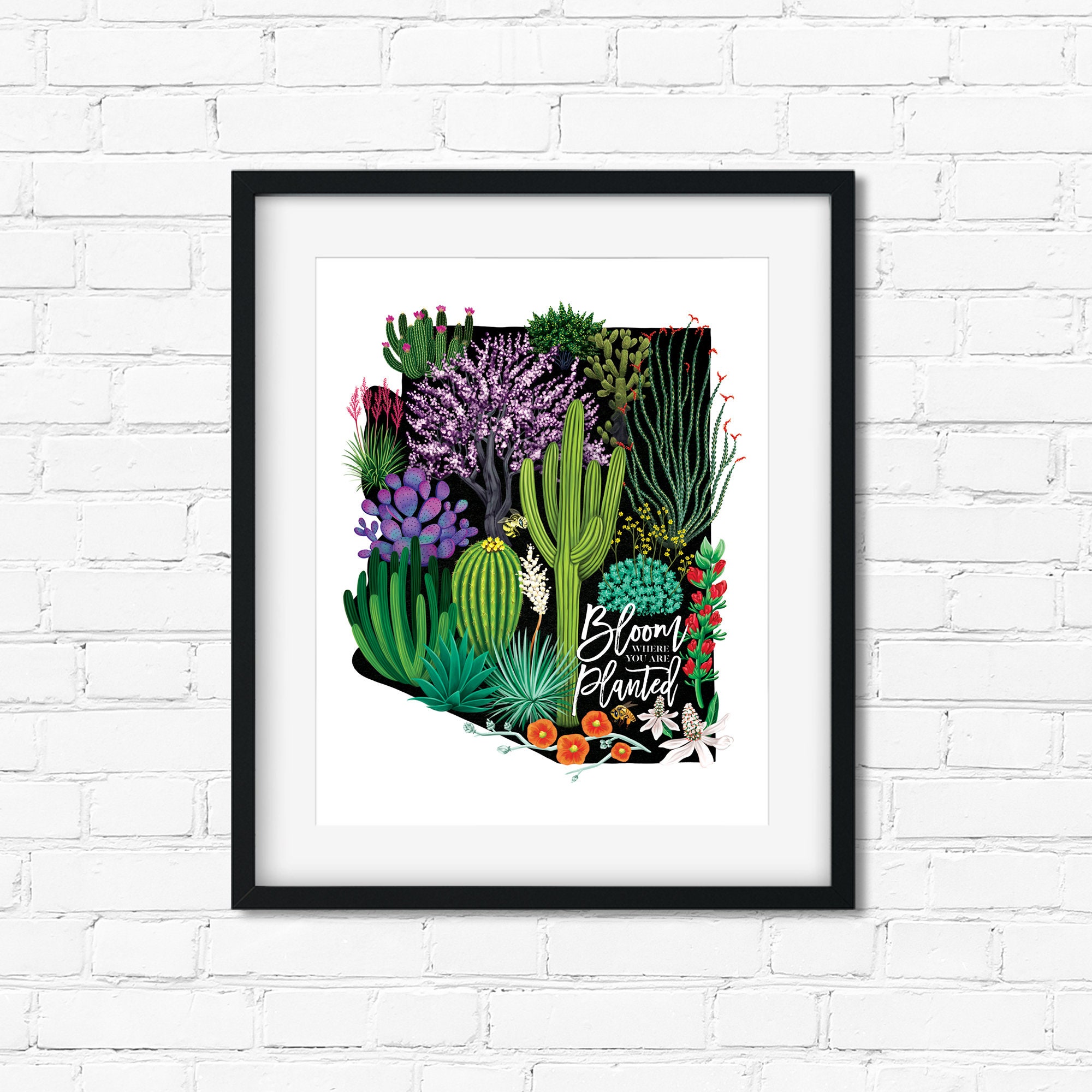 Arizona Desert Cactus Wall Art Cactus Decor Arizona Artwork Variegated ...