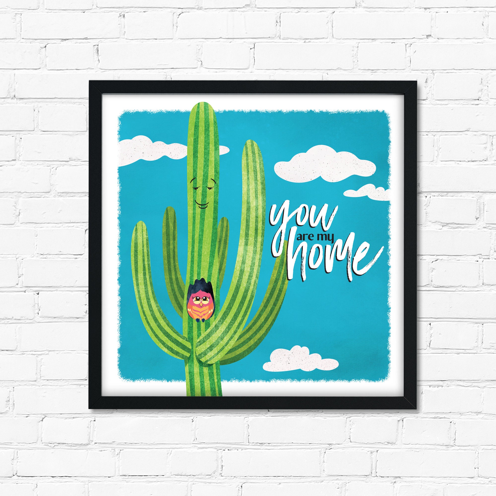 Cute Cactus Print Cactus Printable Owl Cactus Art | Etsy