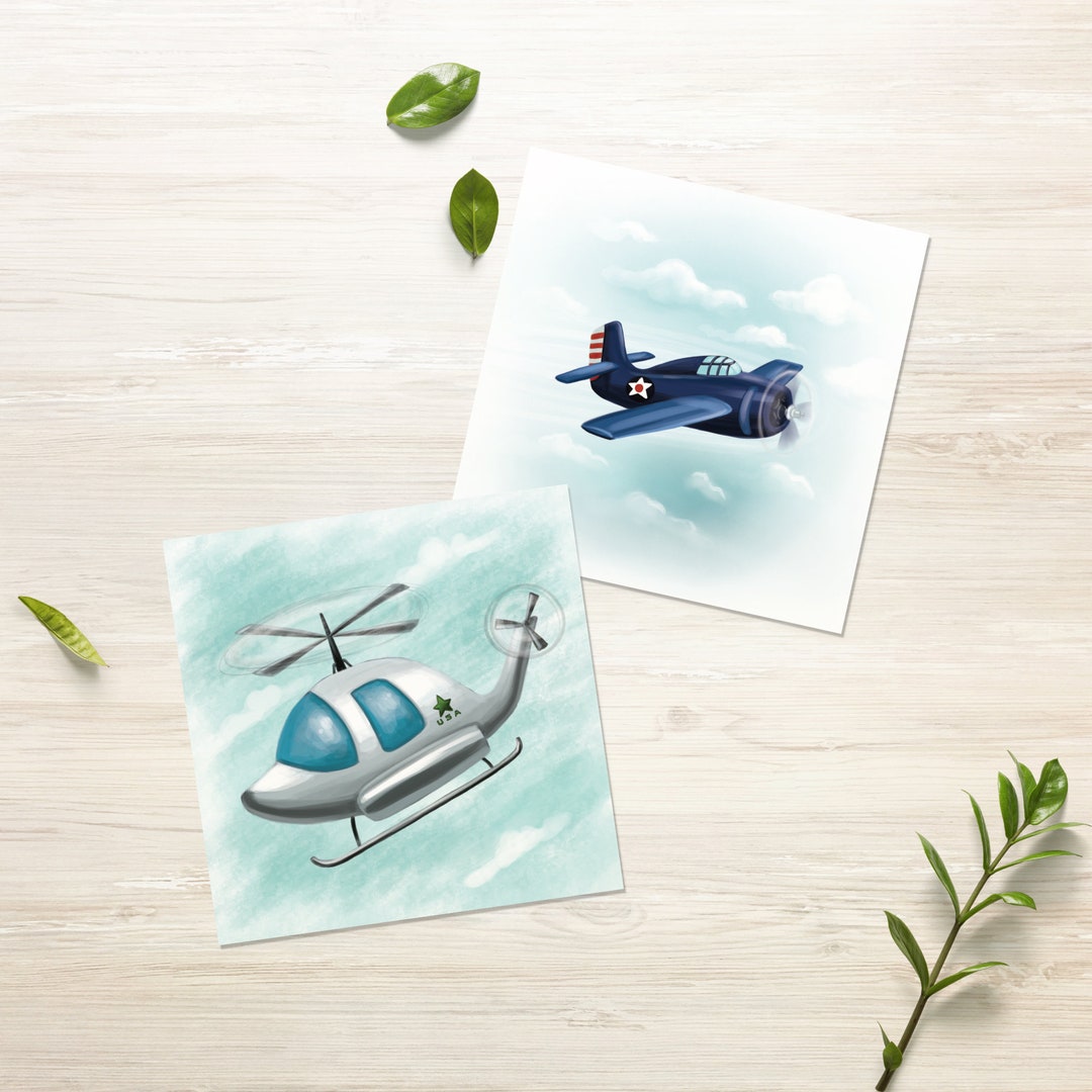 Vintage Plane | Helicopter | Printable Cards | Airplane | Pilot Card ...