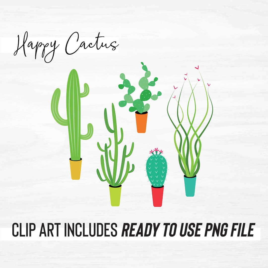 Cactus Clipart: Variegated Cactus PNG for Nursery Decor (digital ...