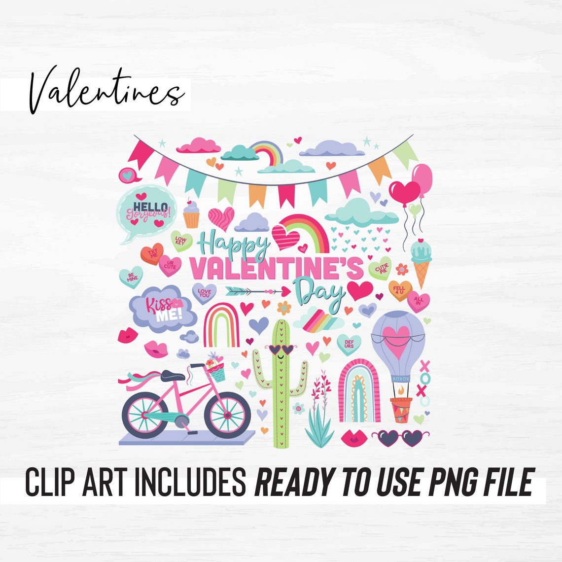 Valentine PNG Valentine Clipart Rainbow Clipart Love | Etsy