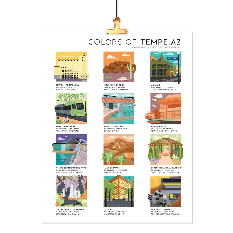 Tempe Landmarks Tempe Art Phoenix Art Arizona Gift - Etsy
