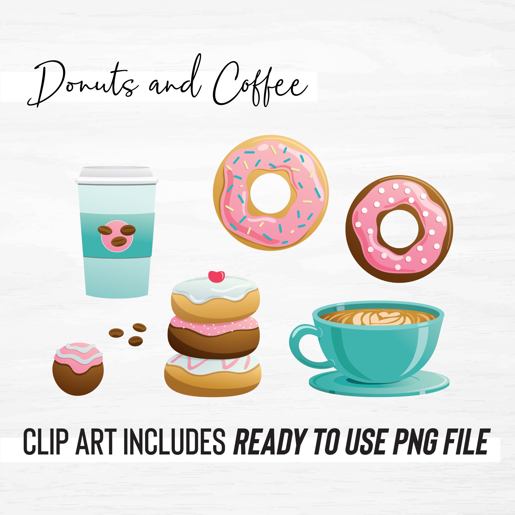 Coffee Clipart | Donuts | Coffee | Coffee Lovers | Latte | Coffee Beans ...