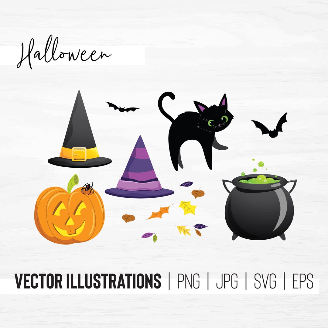 Halloween Clipart | Fall Clipart | Halloween Cat| Halloween Vector Art ...