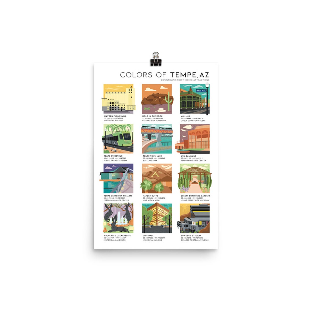 Tempe Poster | Tempe Arizona | Landmarks | Arizona Art | ASU | Poster ...