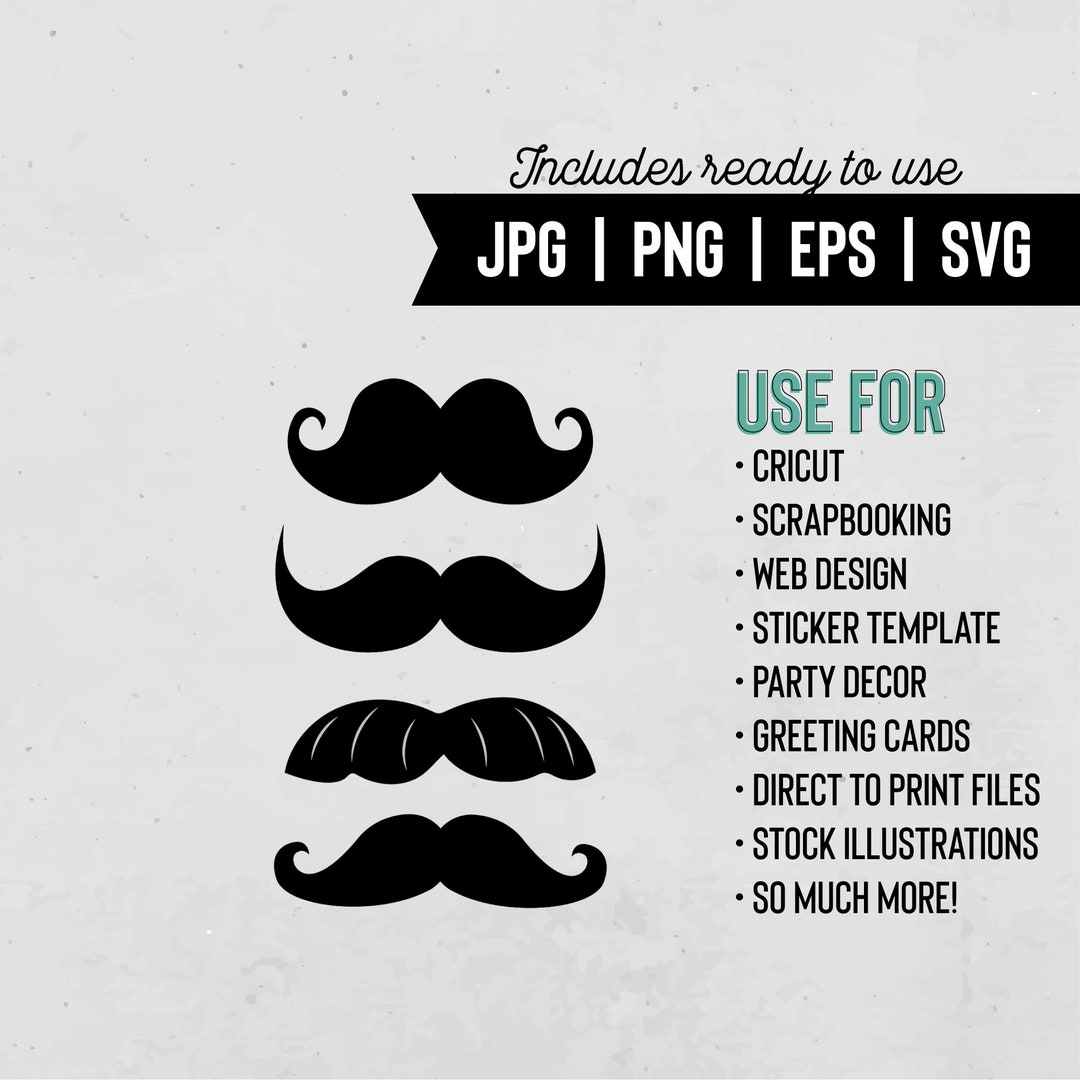 Mustache Clipart Facial Hair Mustache Svg Mustaches - Etsy