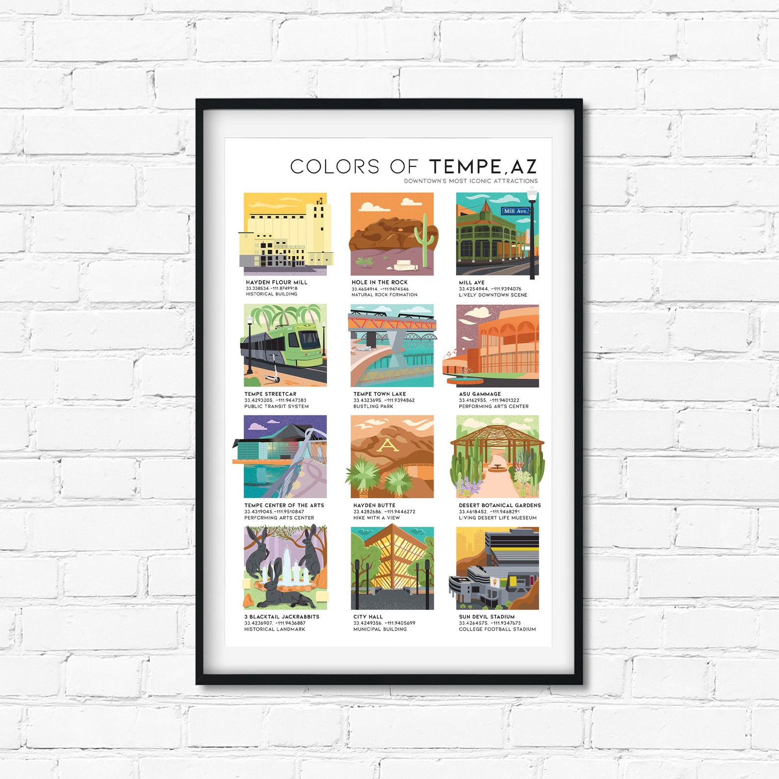 Tempe Landmarks Tempe Art Phoenix Art Arizona Gift - Etsy