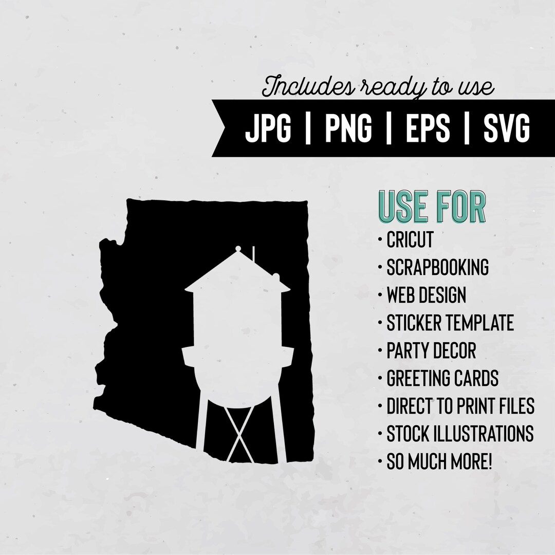 Gilbert Arizona Water Tower Clip Art Cut Files Scrapbooking Silhouette ...