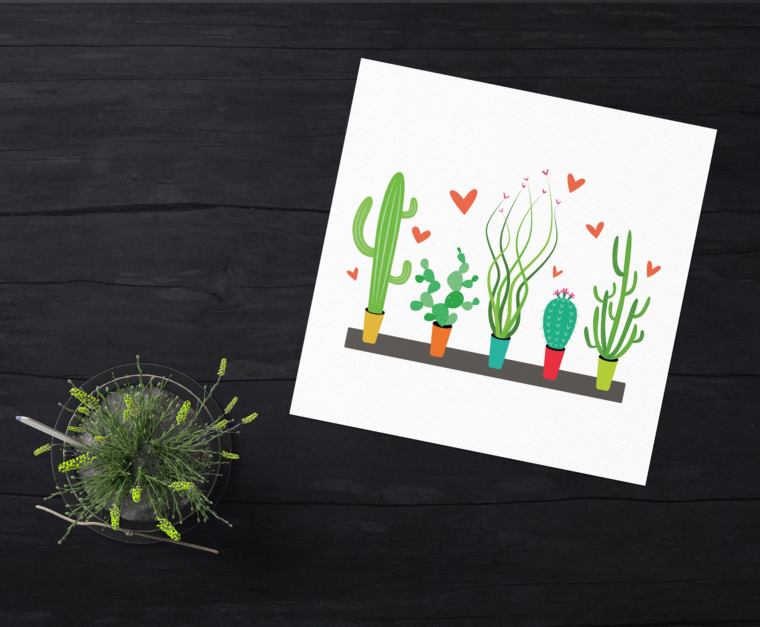 Cute Cactus Print Cactus Printable Cactus Wall Art | Etsy