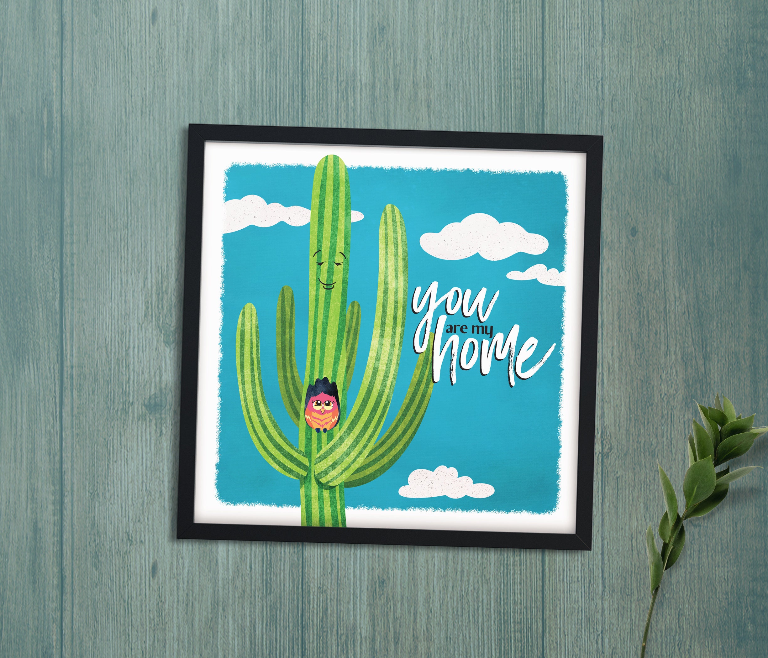 Cute Cactus Print Cactus Printable Owl Cactus Art | Etsy