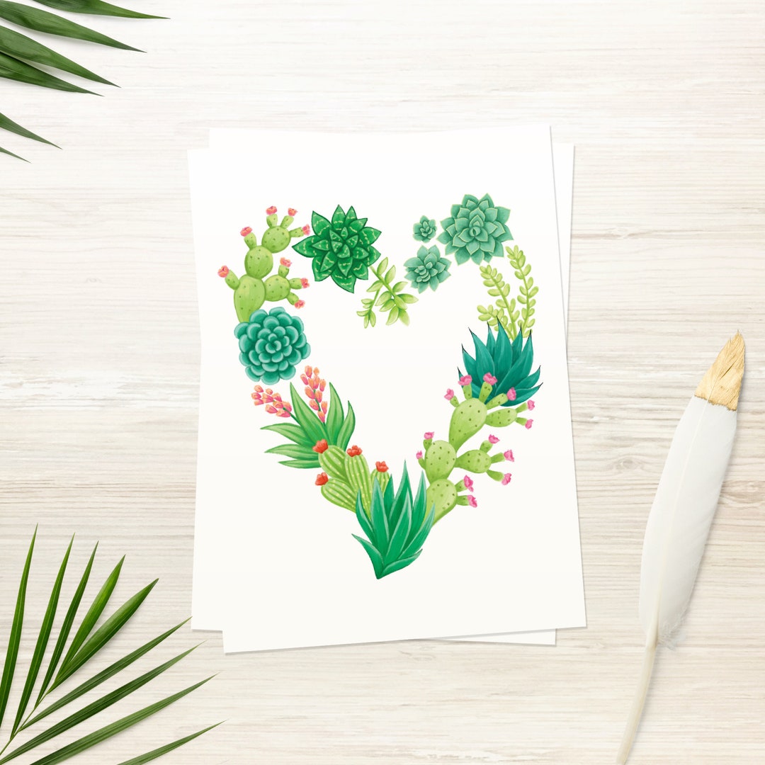 Cactus Wreath | Printable Card | Cactus Card | Variegated Cactus ...