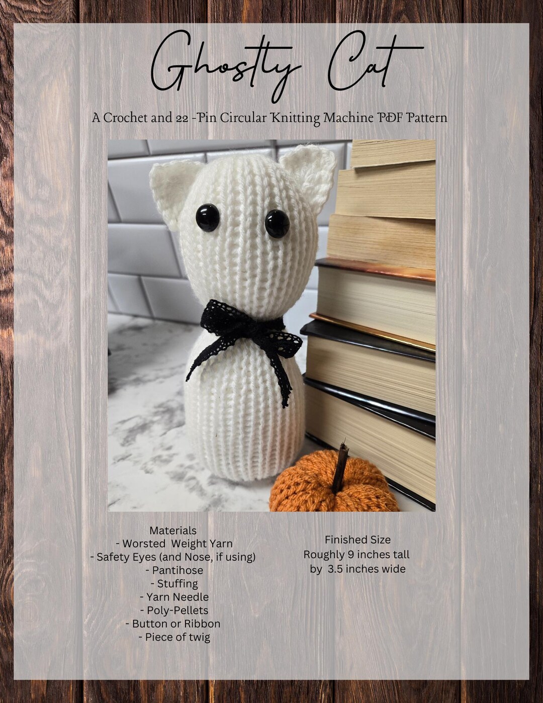 Ghostly Cat - A 22-pin Circular Knitting Machine and Crochet PDF Pattern - Etsy