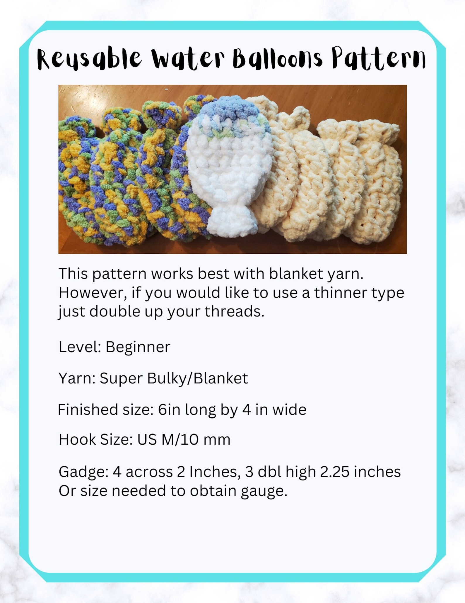 Reusable Water Balloon PDF Crochet Pattern - Etsy