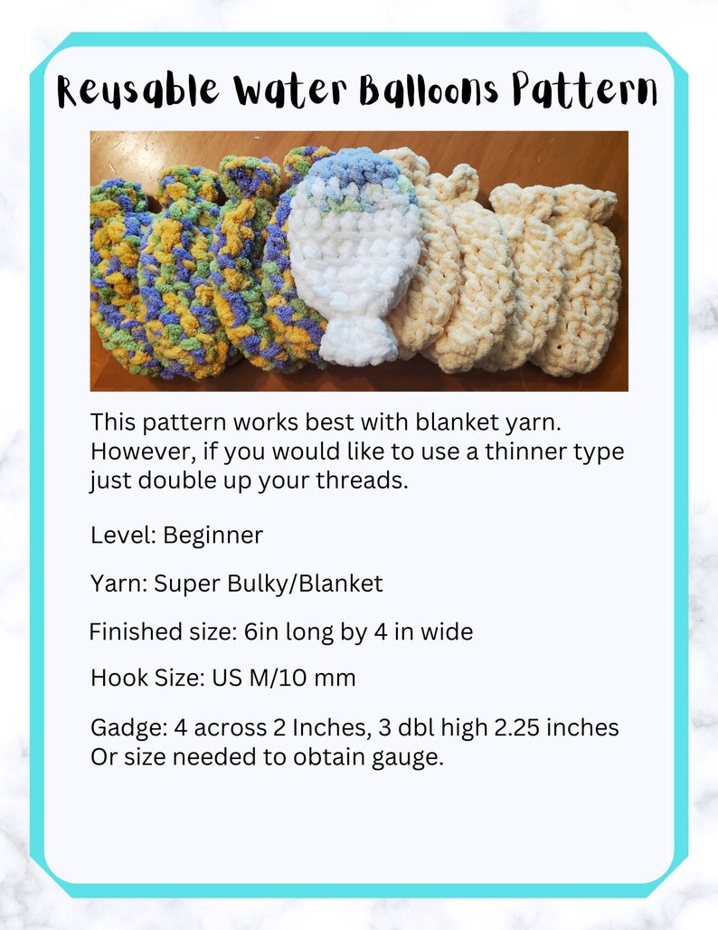 Reusable Water Balloon PDF Crochet Pattern - Etsy