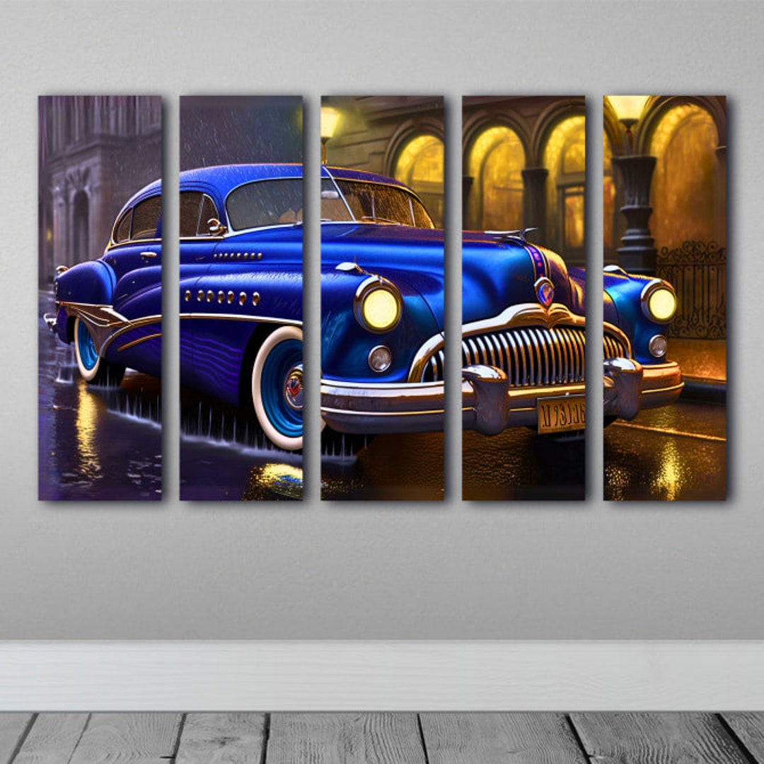 Antique Blue Car Canvas Wall Art Print Wall Art Picture Poster for ...