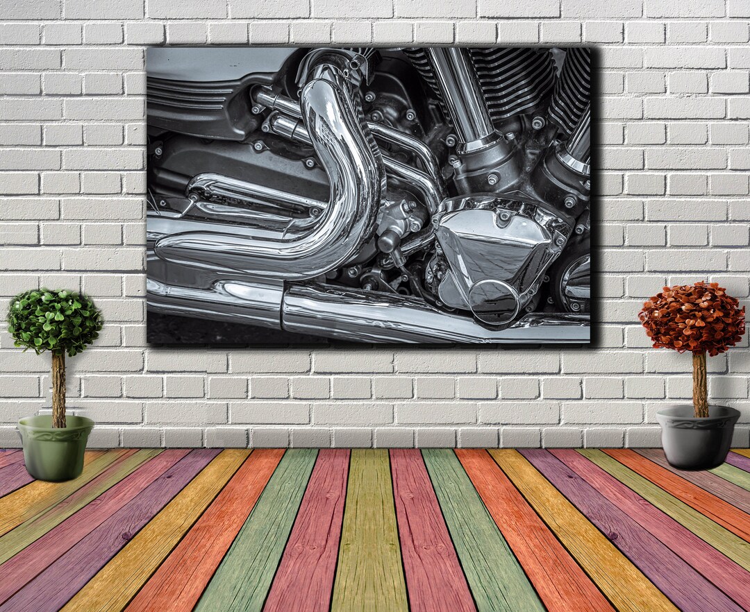 1 Piece Motor Bike Engine Wall Art Decor, Motorbike Parts Canvas ...