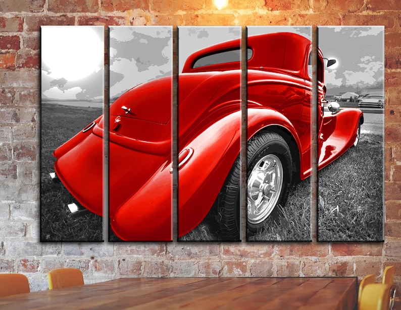 Hot Rod Wall Art Red Classic Wall Canvas Art Vintage Retro Car - Etsy UK