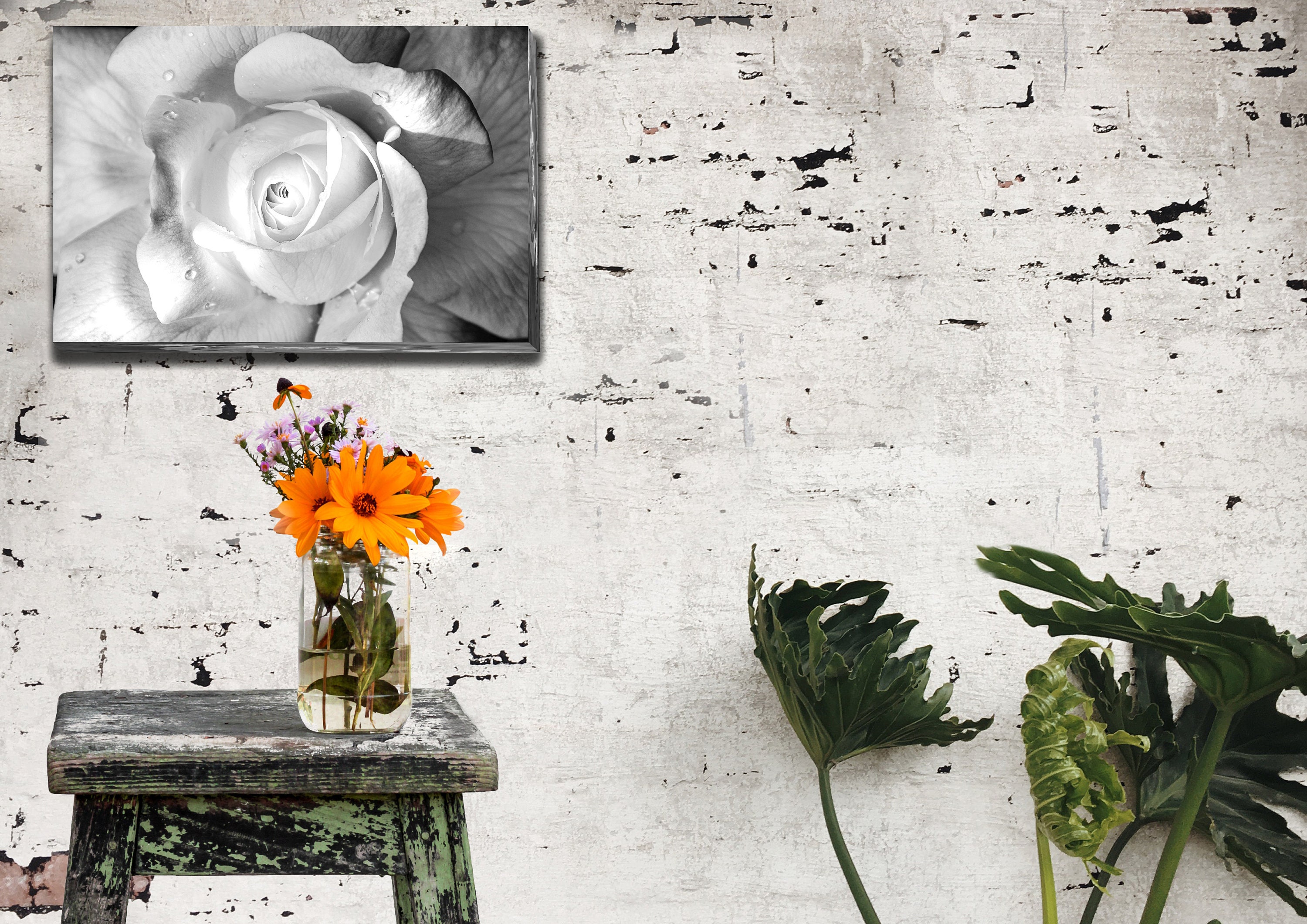 White Rose Wall Art Decor Rose Flower Petals Canvas Picture | Etsy