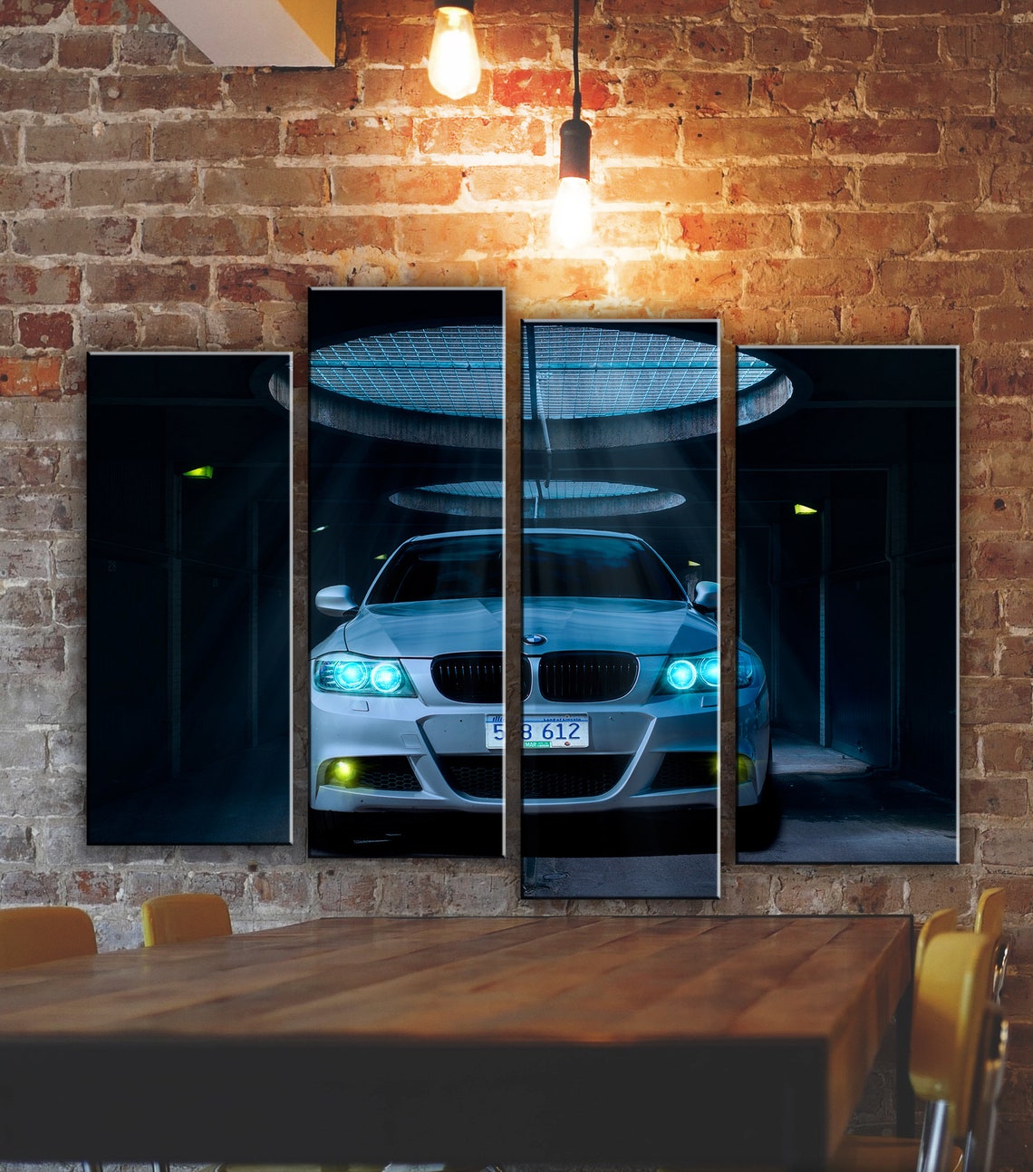 White Car in Garage Wall Art Decor Picture Car Wall Art on | Etsy