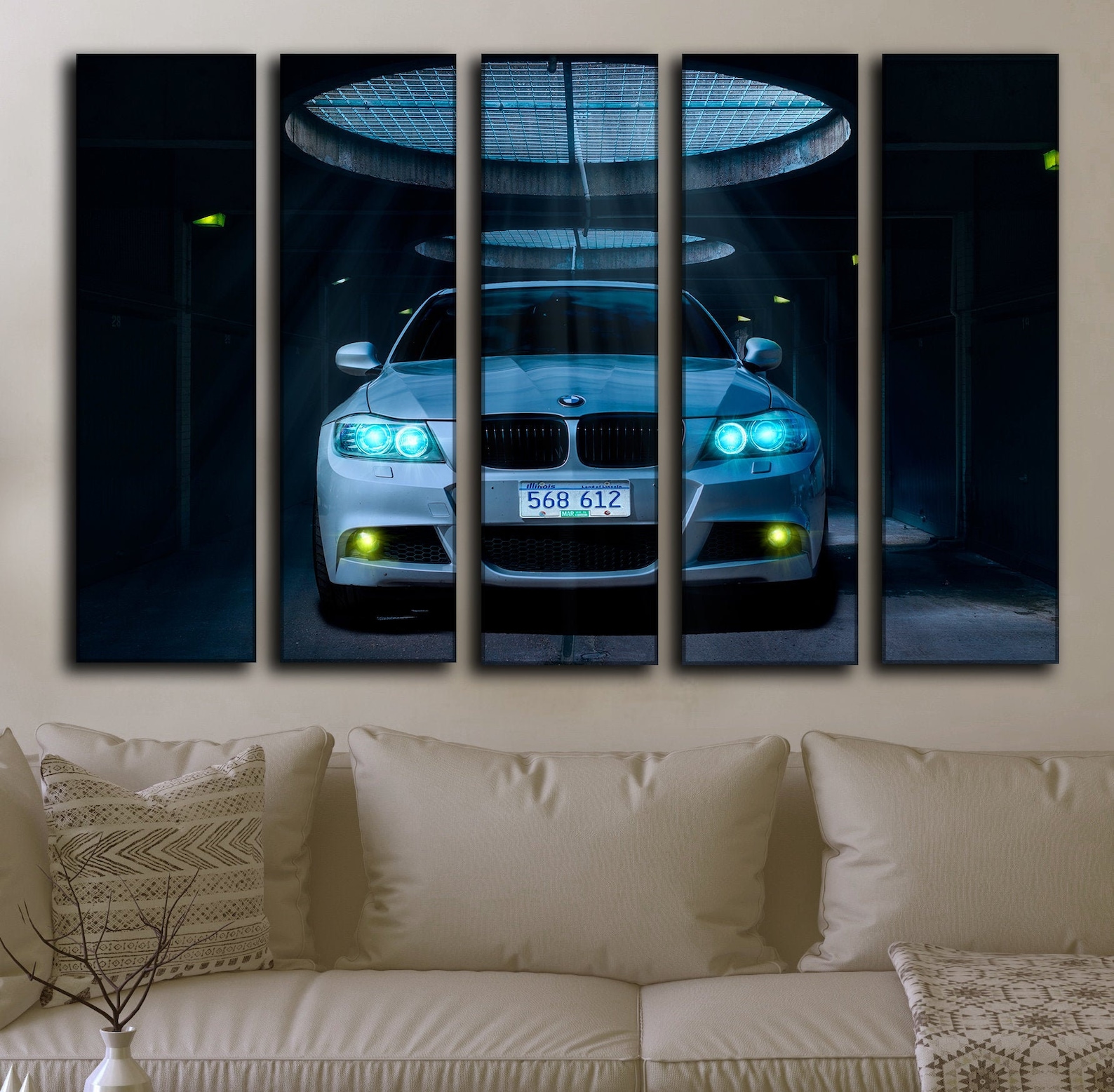 White Car in Garage Wall Art Decor Picture Car Wall Art on | Etsy