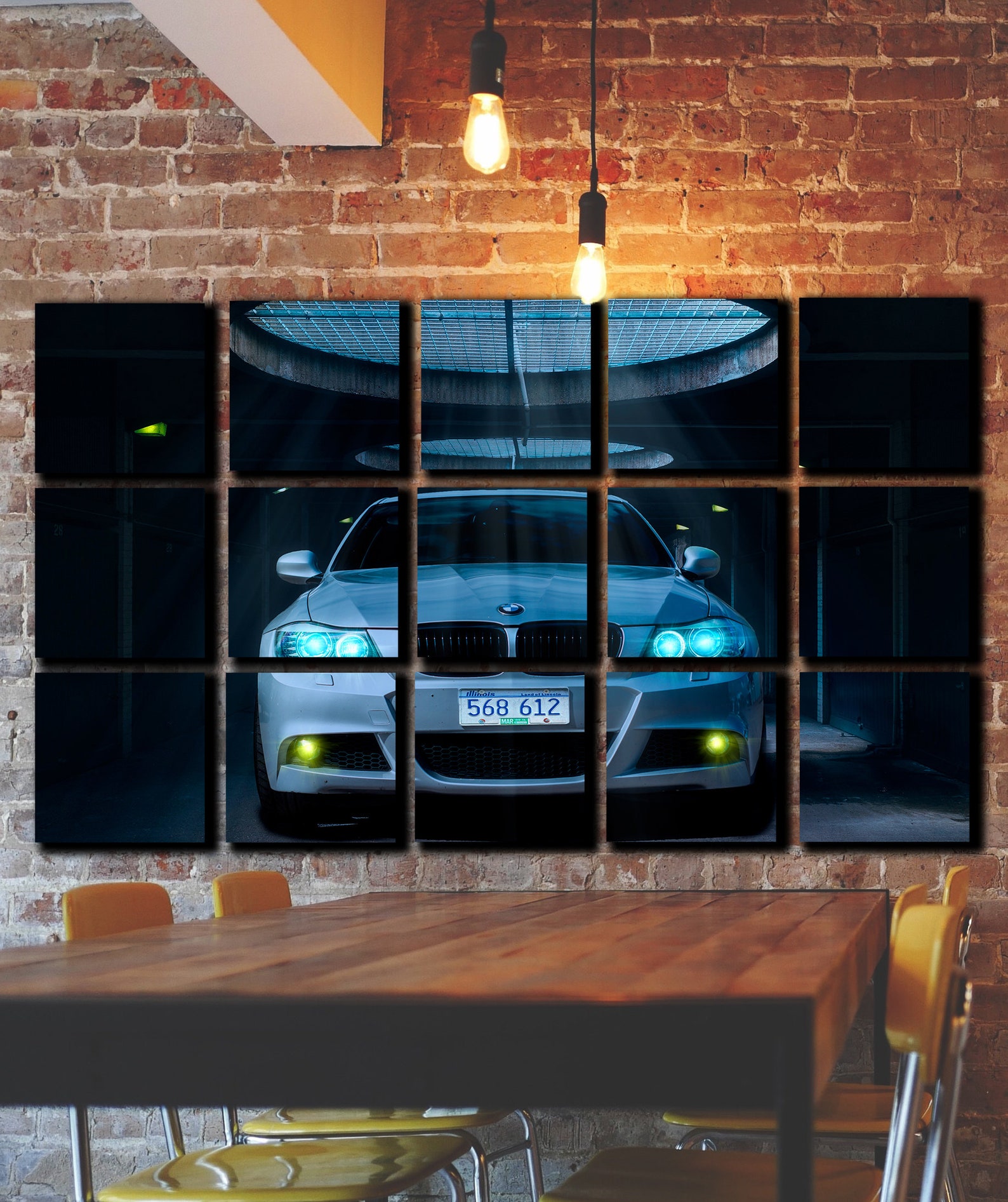 White Car in Garage Wall Art Decor Picture Car Wall Art on | Etsy