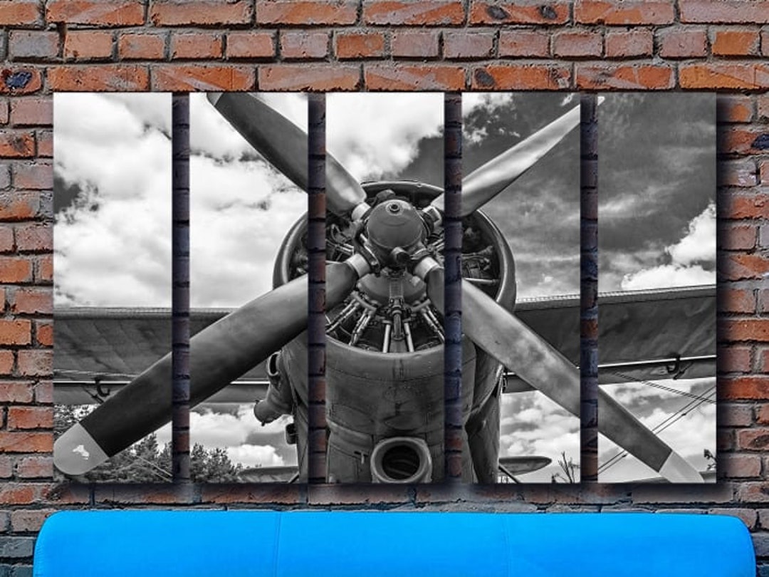 Vintage Airplane Propeller canvas wall art print painting, Old Rusty ...