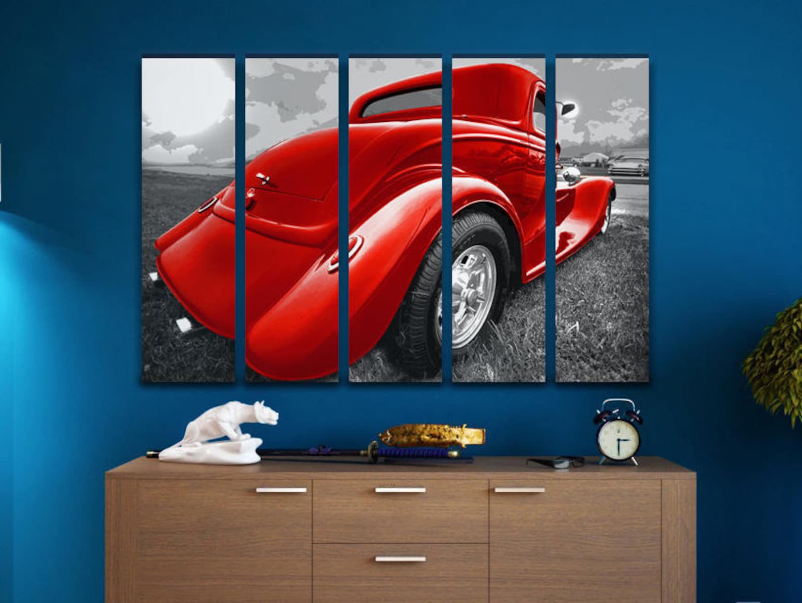 Hot Rod Wall Art Red Classic Wall Canvas Art Vintage Retro Car - Etsy
