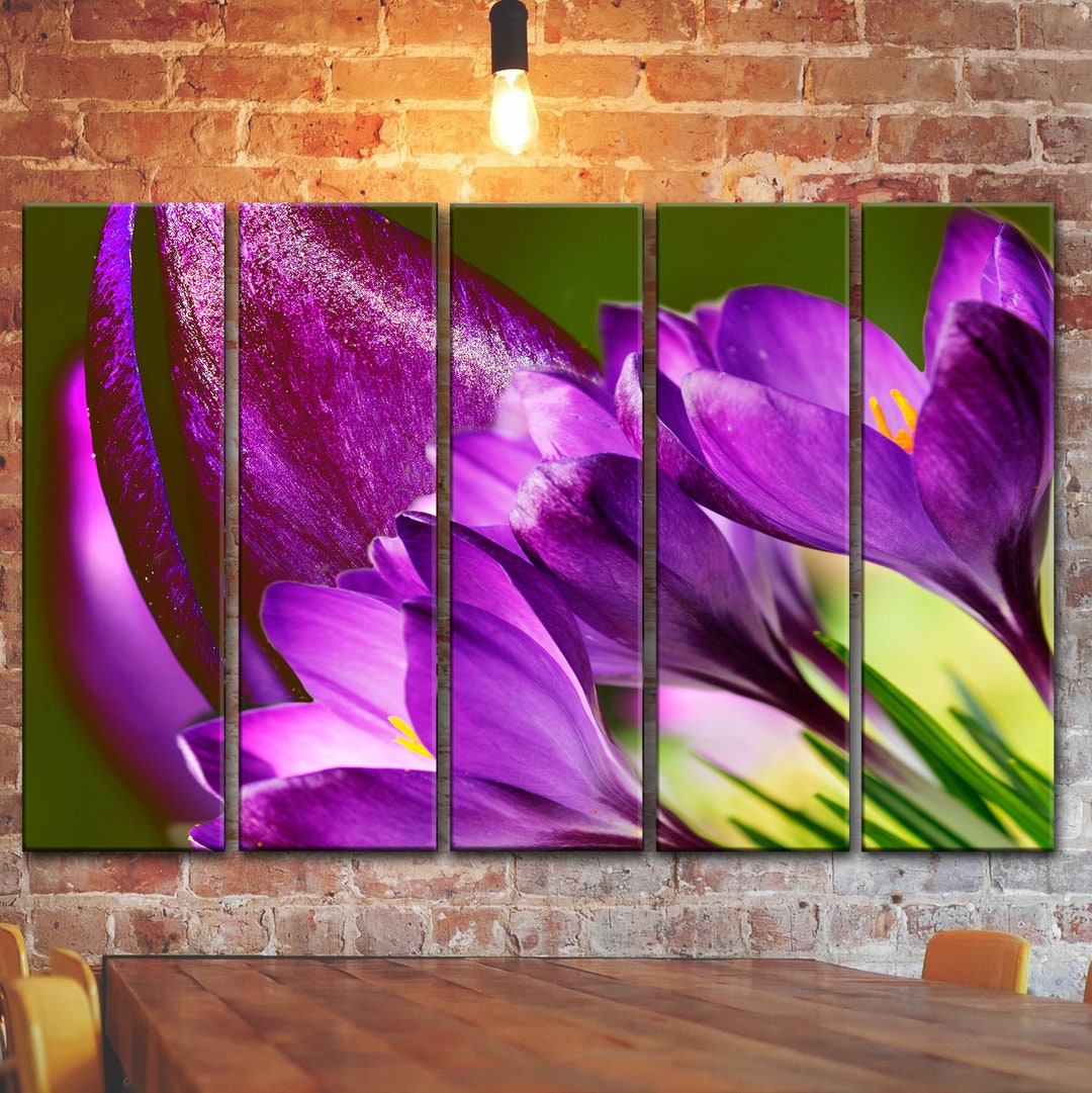 Wild Crocus Wall Art Decor, Purple Crocus Canvas Picture Print Poster ...
