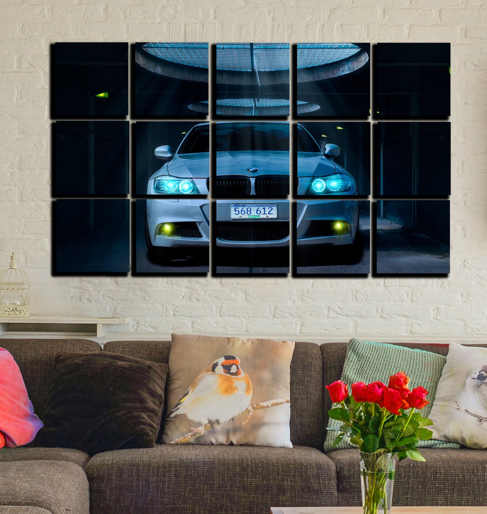 White Car in Garage Wall Art Decor Picture Car Wall Art on | Etsy