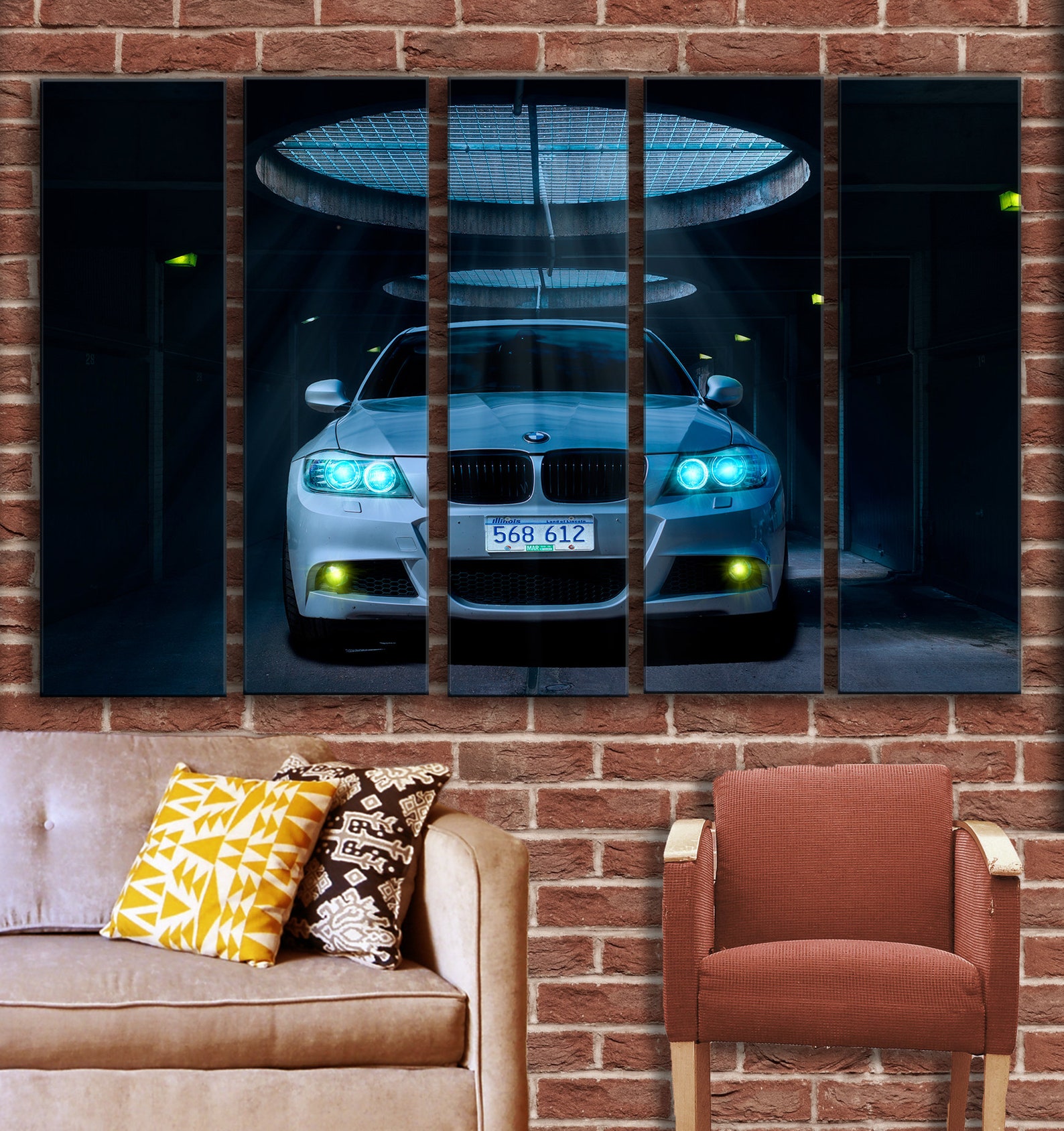 White Car in Garage Wall Art Decor Picture Car Wall Art on - Etsy
