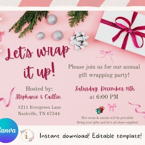 Editable Christmas Wrapping Party Invitation | Wrap It up | Party ...