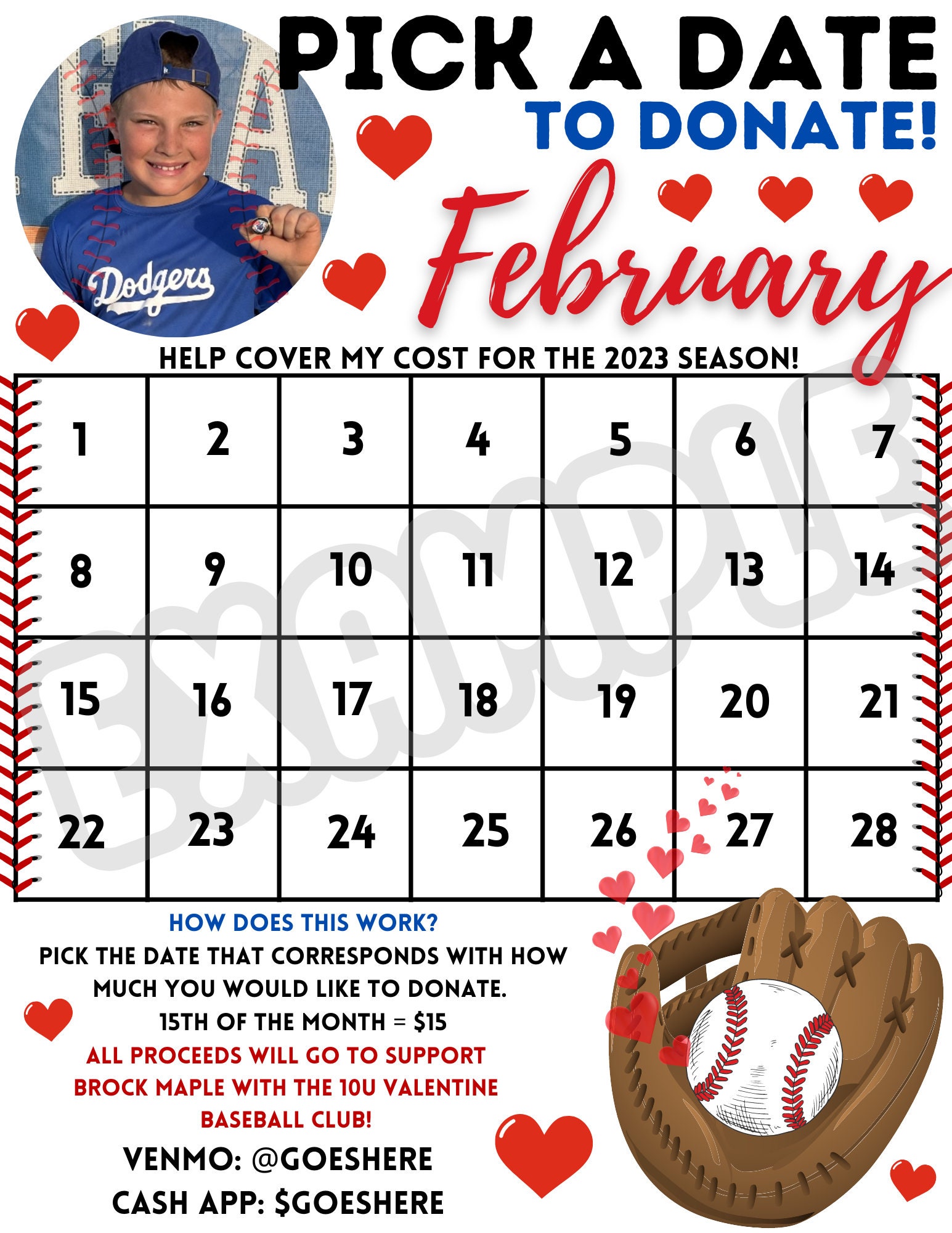Made to Order | CUSTOM Baseball Fundraiser Calendar | Fast Turnaround ...