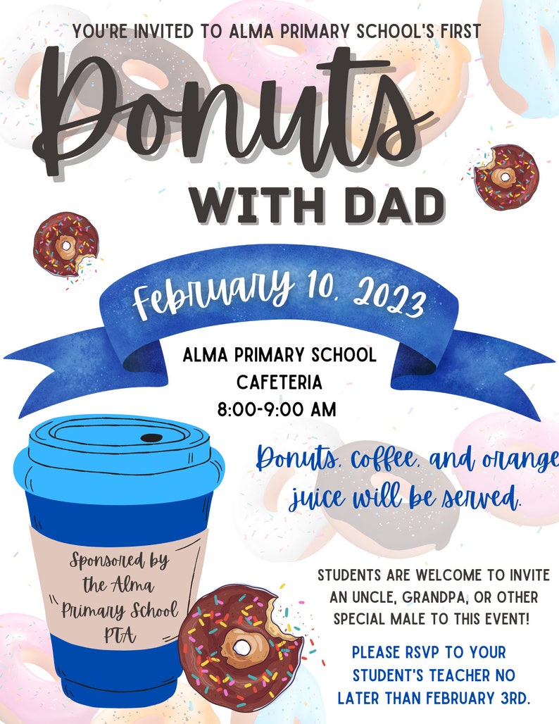 Donuts With Dad Flyer, Made to Order, Invitation, Printable PTA Flyer ...