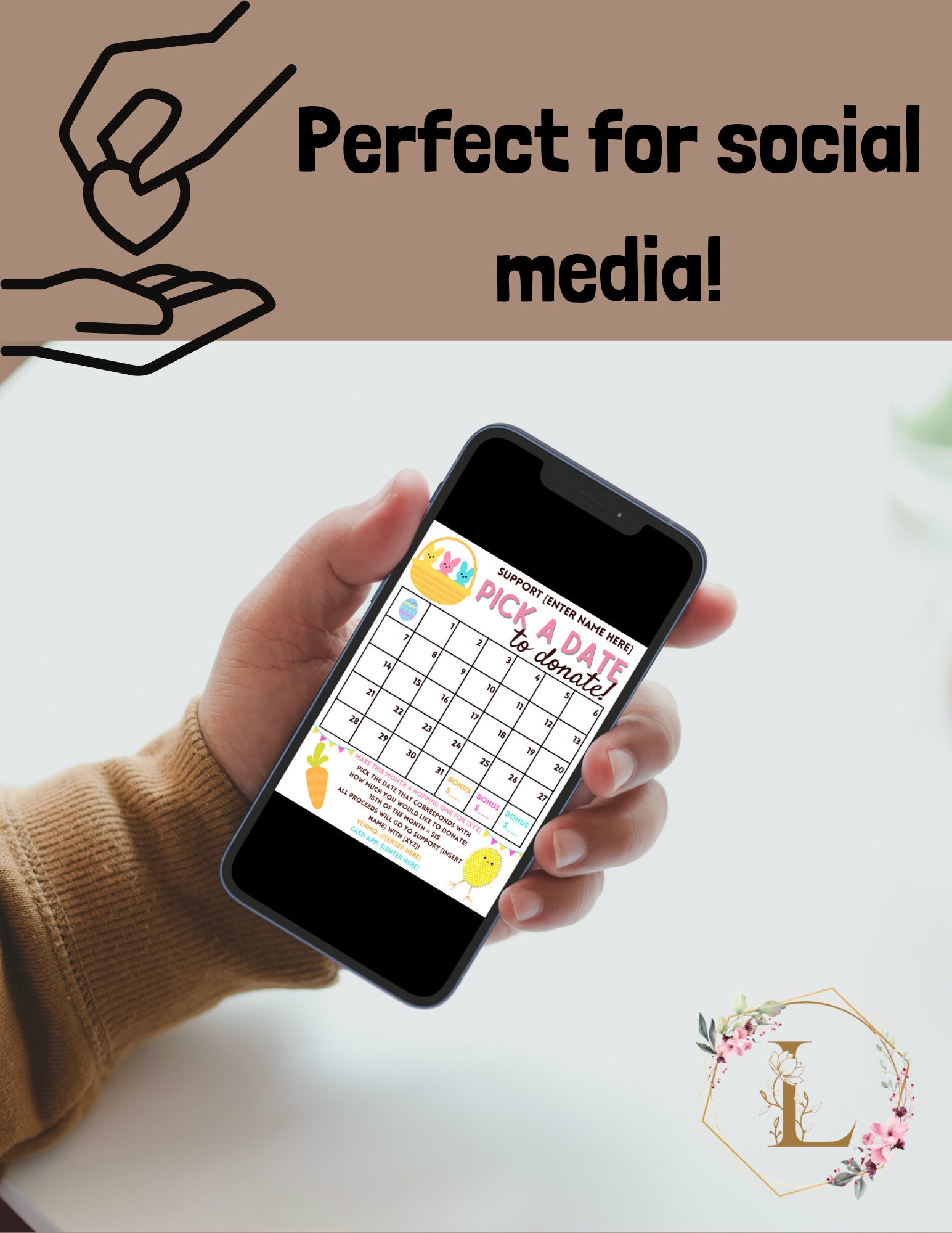 EDITABLE Pick a Date Fundraiser | Calendar | Sponsor a Date | Easter ...