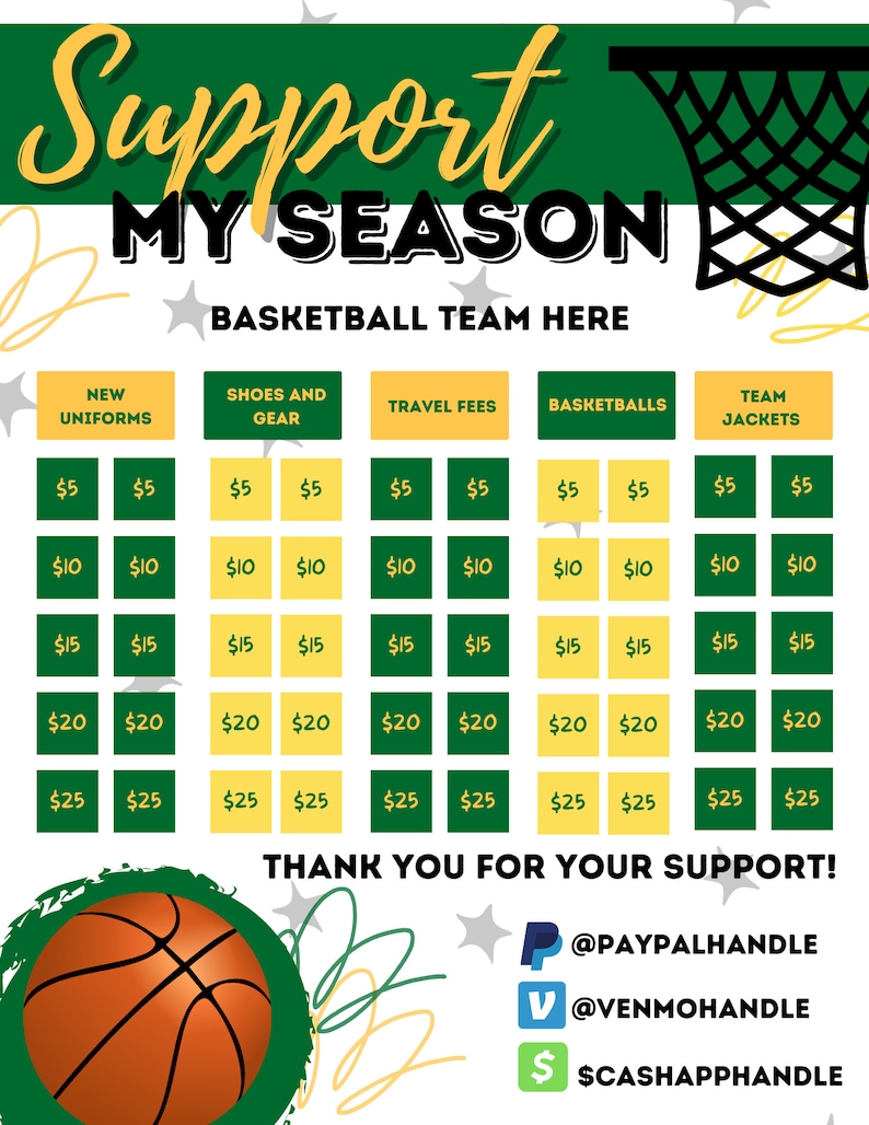 BASKETBALL FUNDRAISER - Support My Season - Calendar - Easy Fundraiser ...