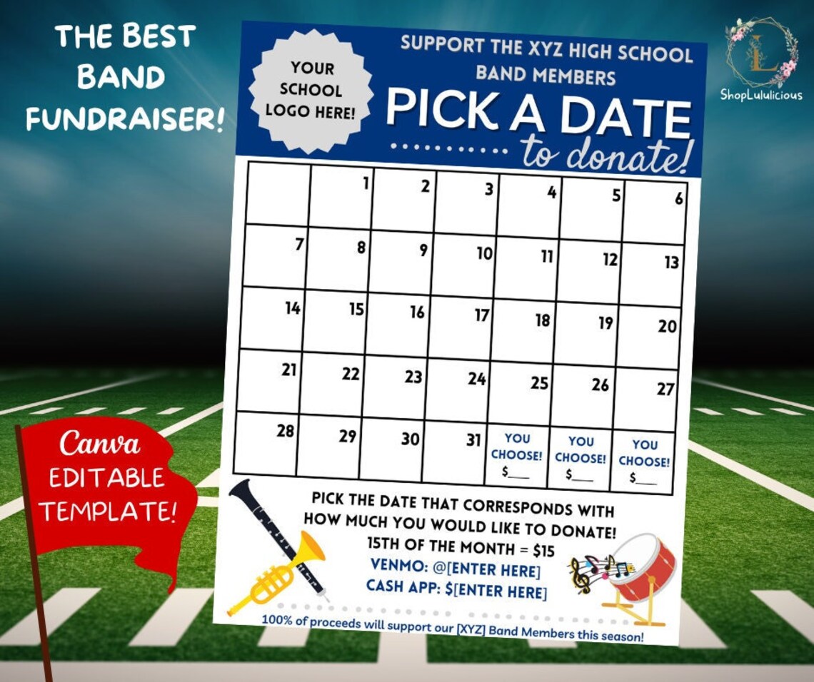 BAND FUNDRAISER - Editable Template - Pick A Date Fundraiser - Sponsor ...