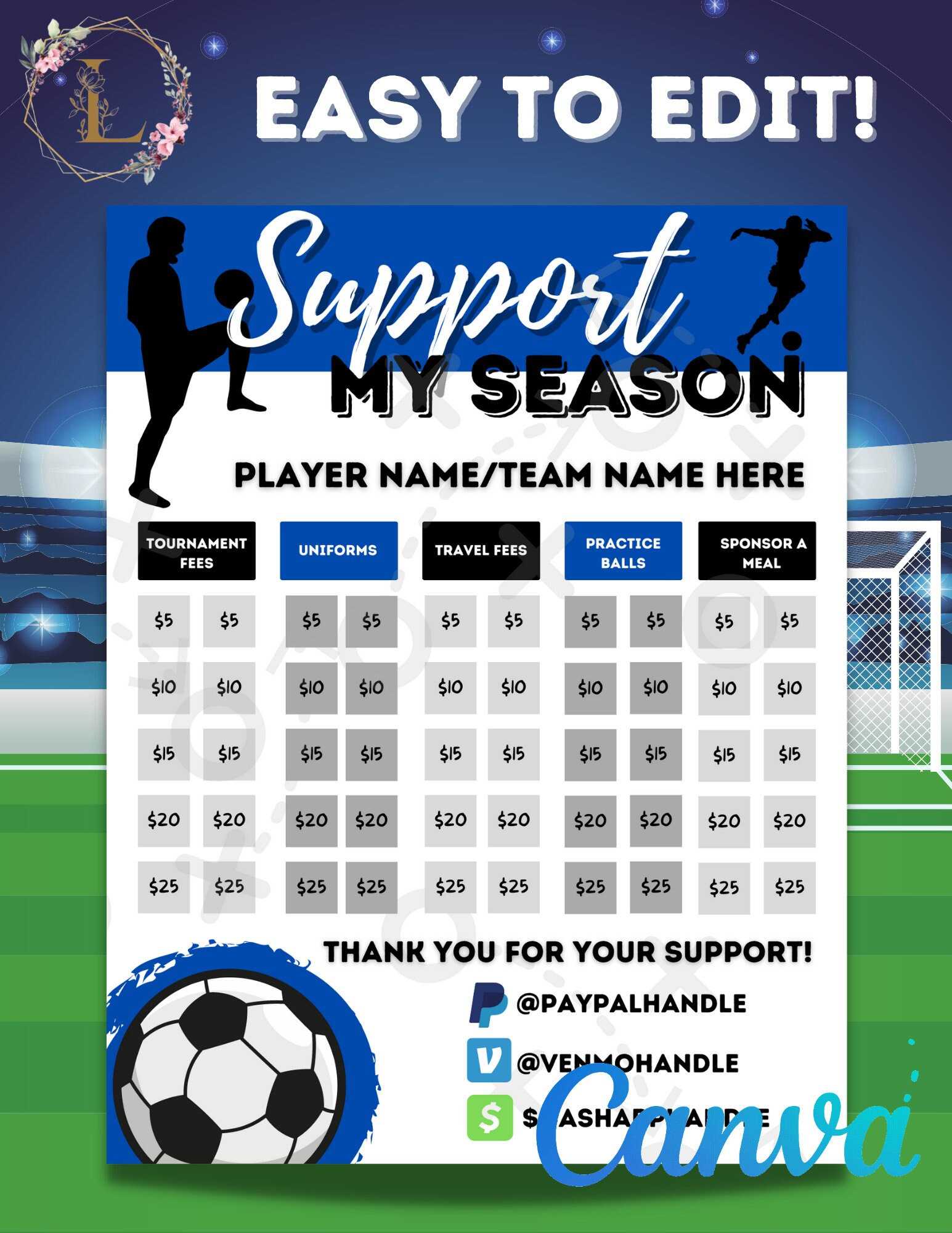 Editable Soccer Fundraiser Template | Support My Season | Sponsor ...