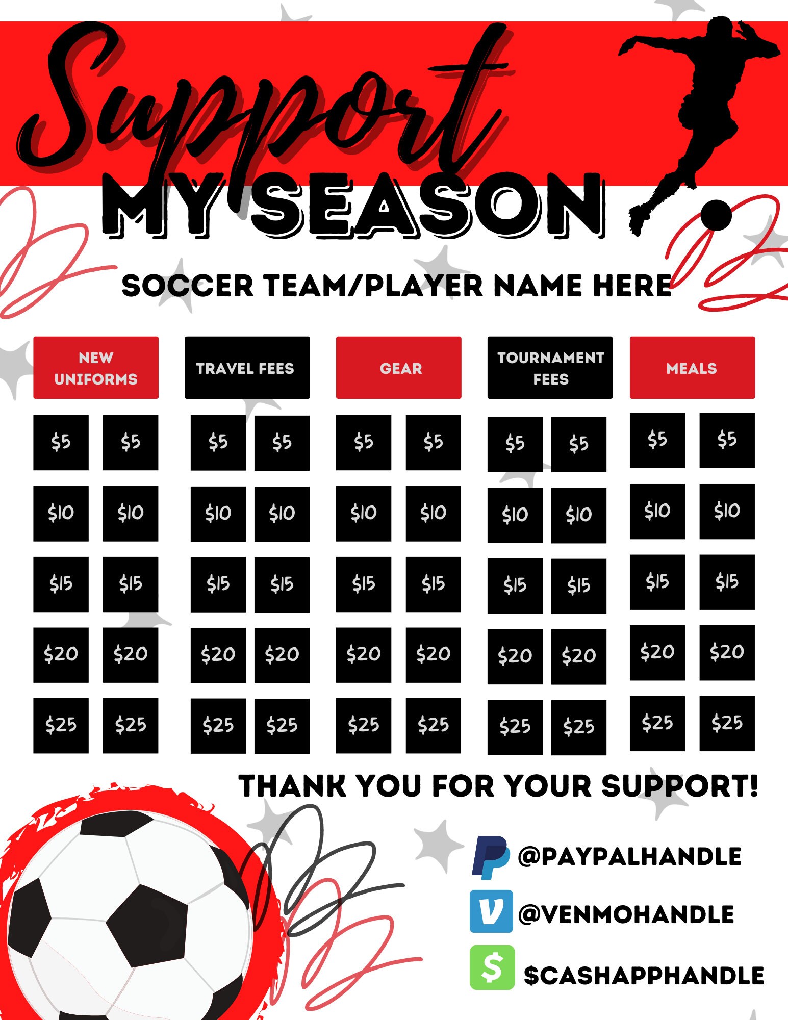 EDITABLE Soccer Fundraiser Template, Support My Season, Fundraiser ...