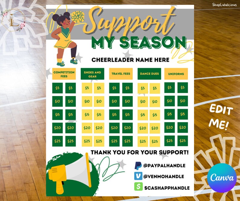 CHEER FUNDRAISER Editable Template Sponsor My Season Etsy Ireland