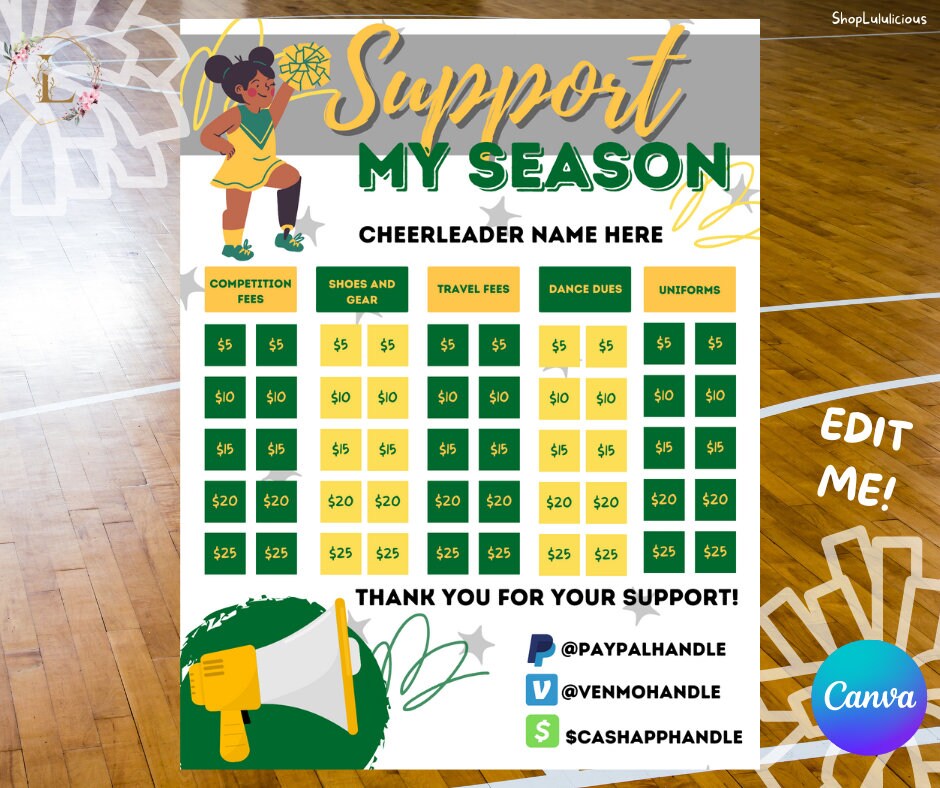 CHEER FUNDRAISER - Editable Template - Sponsor My Season - Little ...