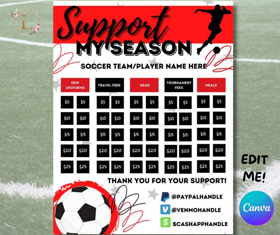 EDITABLE Soccer Fundraiser Template, Support My Season, Fundraiser ...
