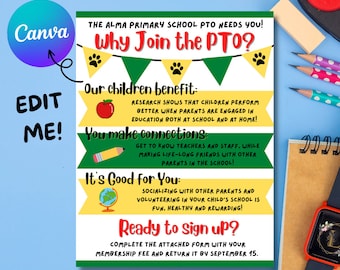 Join PTA Printable Flyer PTO PTA Flyer Super Hero Theme - Etsy