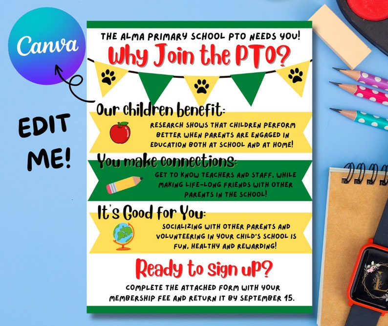 PTA PTO Why Join Flyer What is the PTO Helpful Welcome Flyer Editable ...
