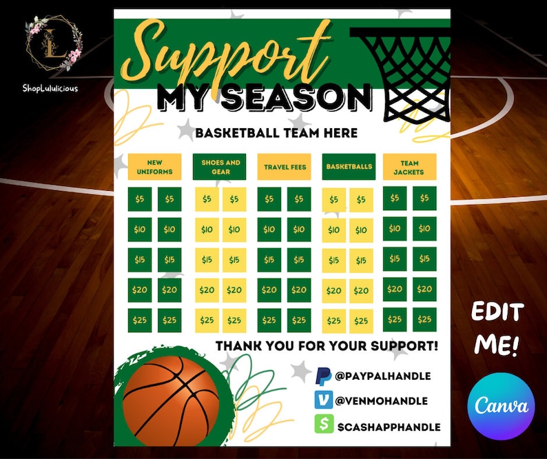 BASKETBALL FUNDRAISER - Support My Season - Calendar - Easy Fundraiser ...