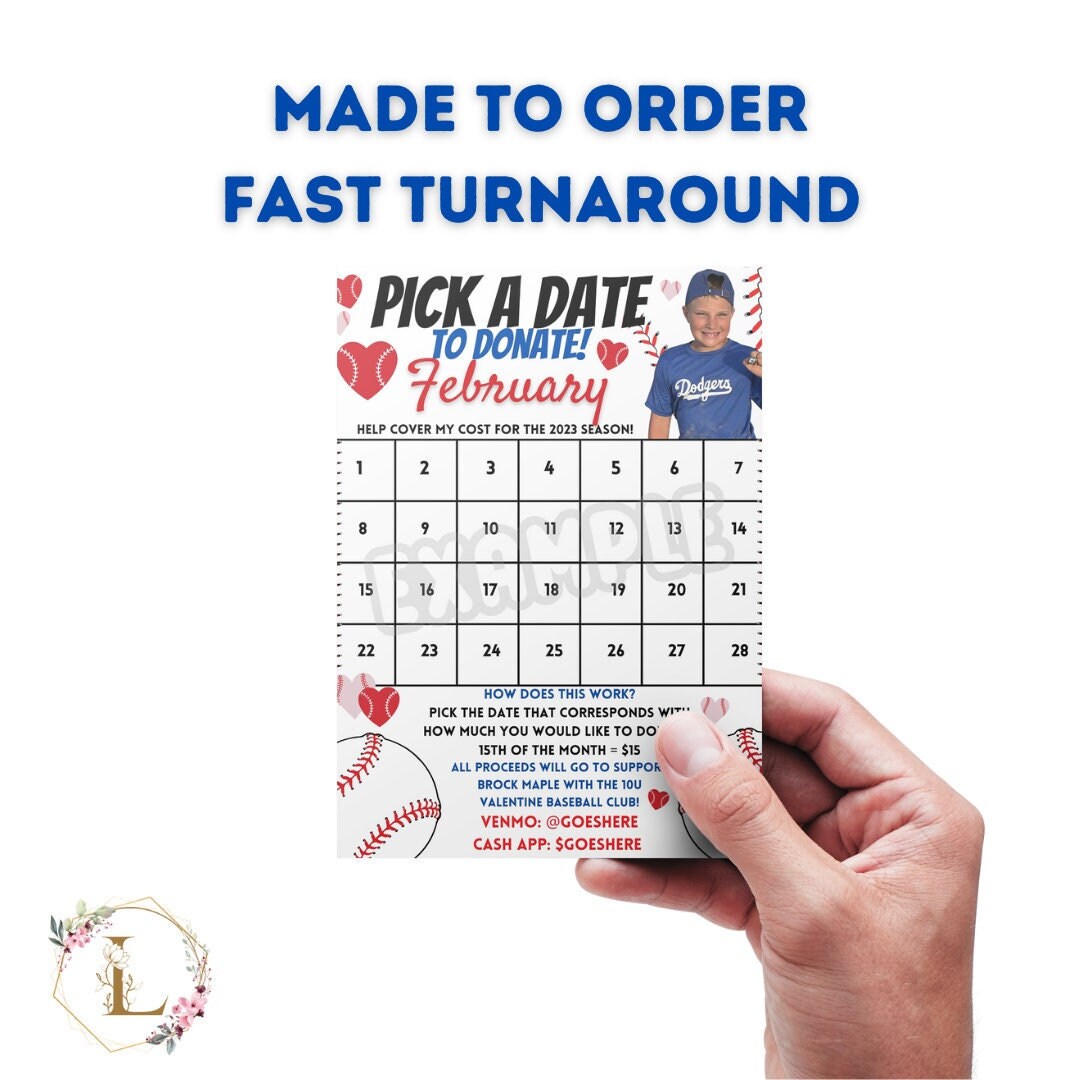 Made to Order | CUSTOM Baseball Fundraiser Calendar | Fast Turnaround ...