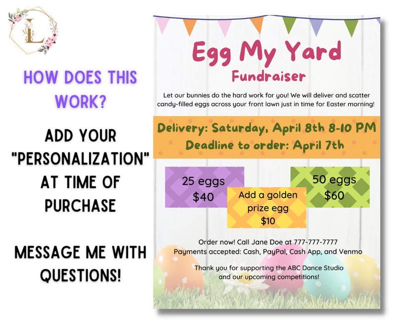 EGG MY YARD Easter Fundraiser, Egg Hunt, Egg My Yard Fundraiser, Easter ...