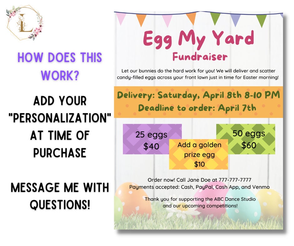 EGG MY YARD Easter Fundraiser, Egg Hunt, Egg My Yard Fundraiser, Easter ...