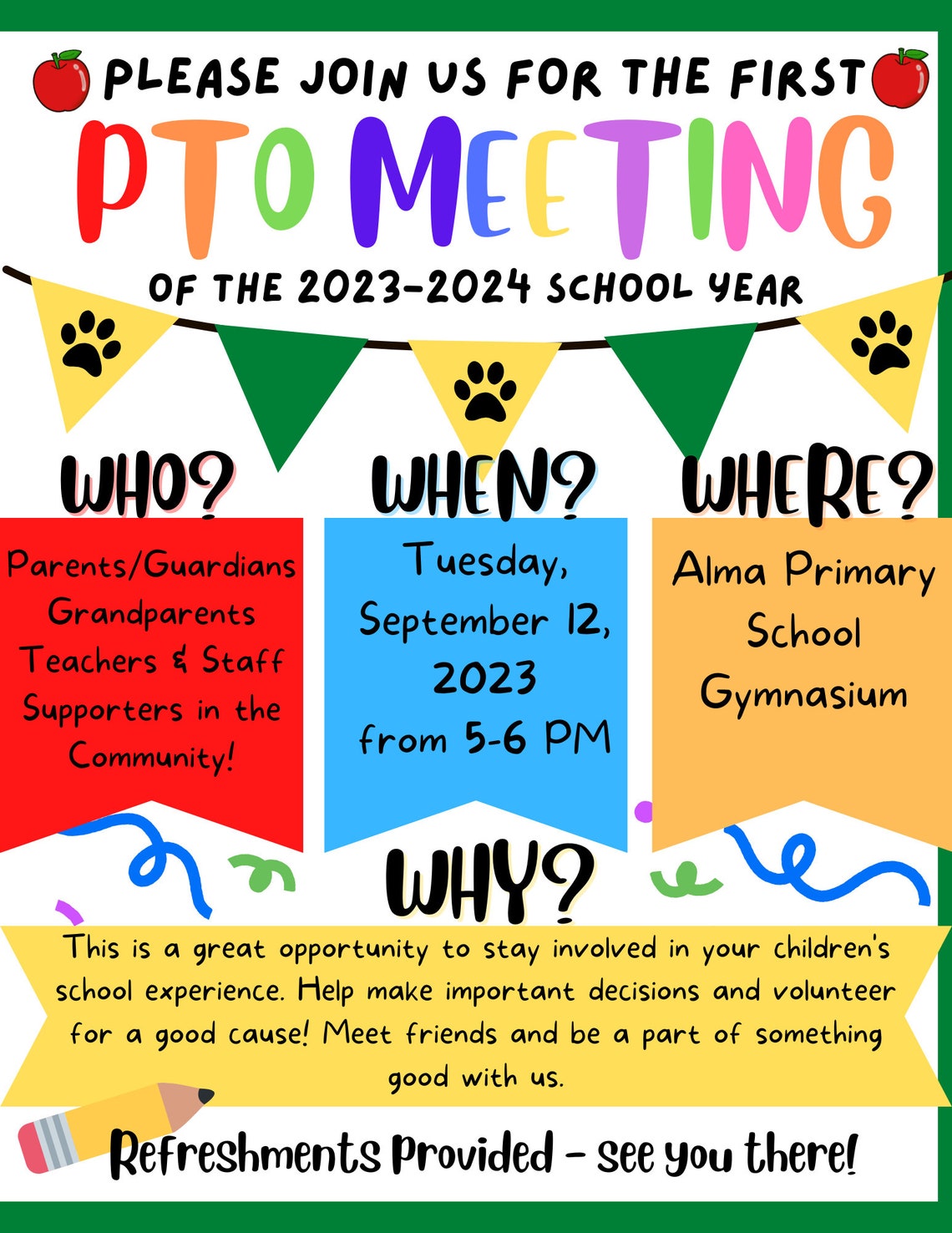 EDITABLE! PTA PTO Meeting Flyer Template Editable Canva Instant Digital ...