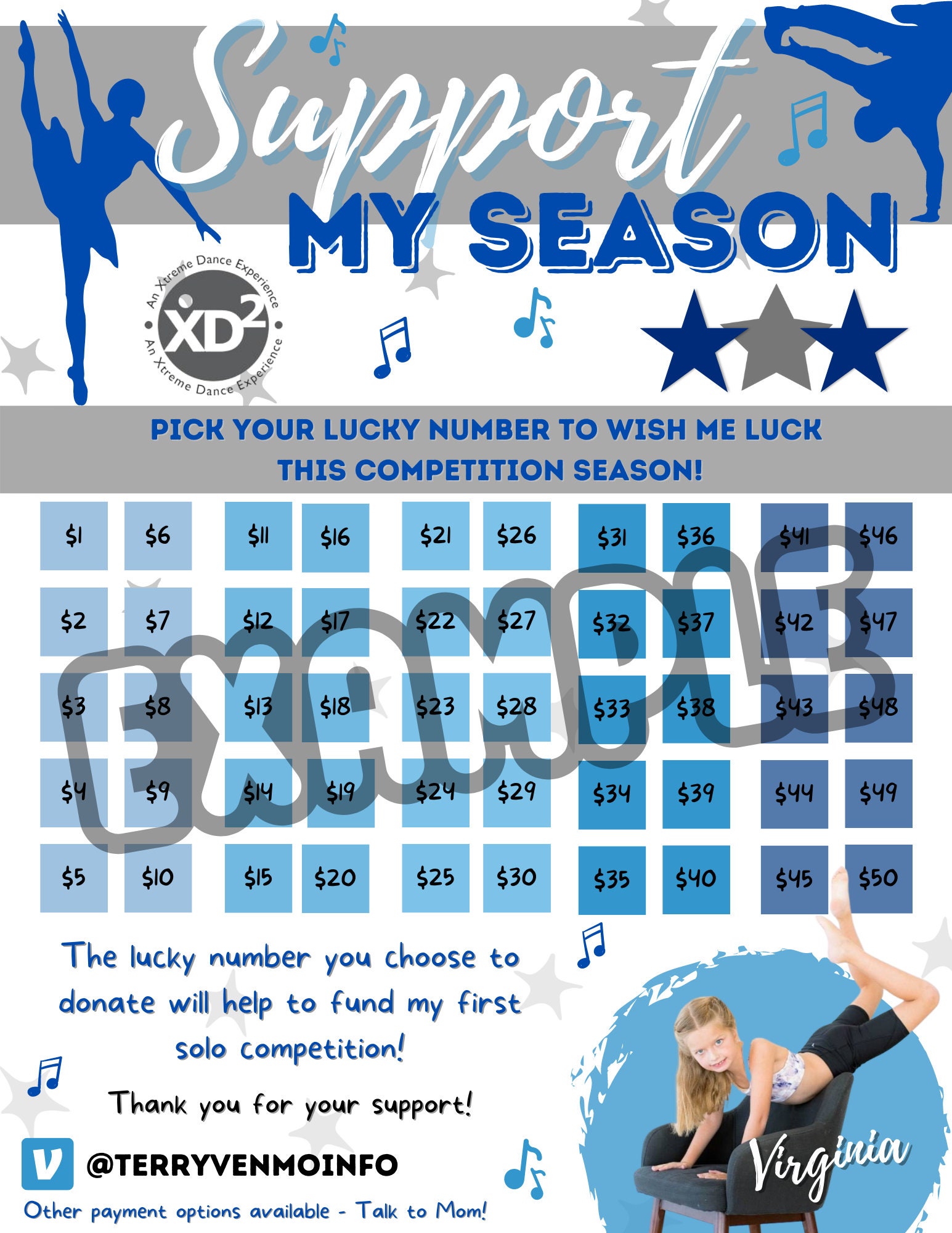 EDITABLE! Support My Season Chart | Dance Fundraiser | Competition ...